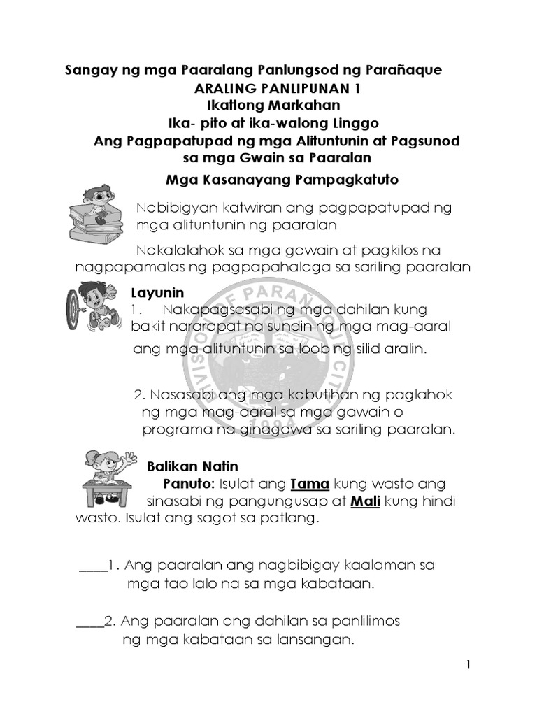 AP Grade1 Quarter3 Module Week7-8 | PDF