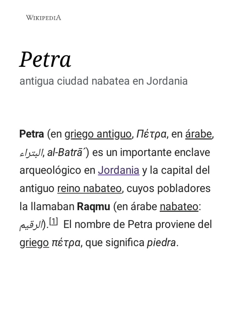 Petra - Wikipedia, La Enciclopedia Libre | PDF