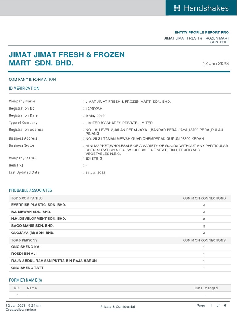 Jimat Jimat Fresh & Frozen Mart Profile | PDF | Dividend | Revenue