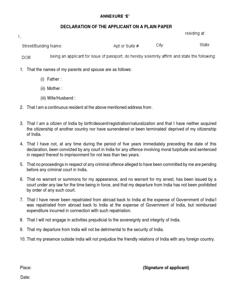 Annexure e Mandatory | PDF