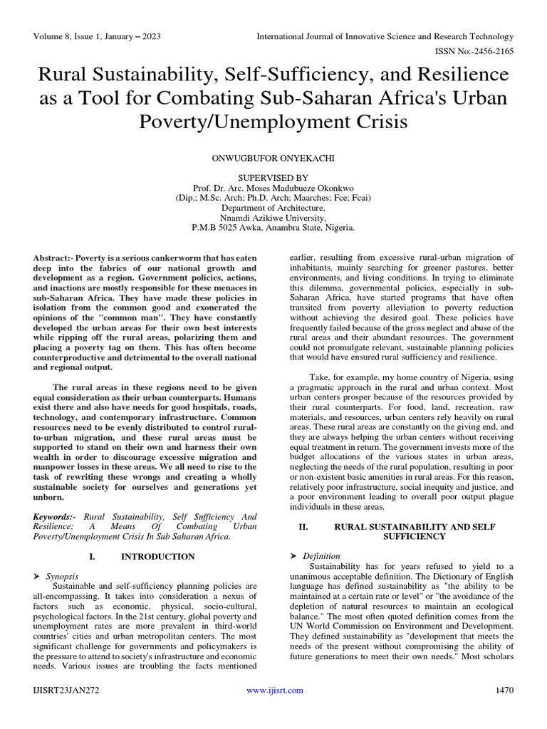 Rural Sustainability, Self-Sufficiency, and Resilience As A Tool For ...