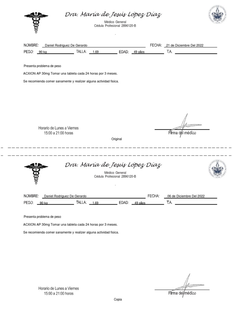 Receta Médica Para Acxion Ap 30 Mg Pdf