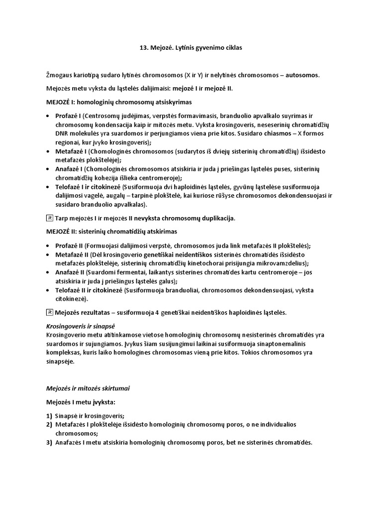 13 Mejozė. Lytinis Gyvenimo Ciklas | PDF