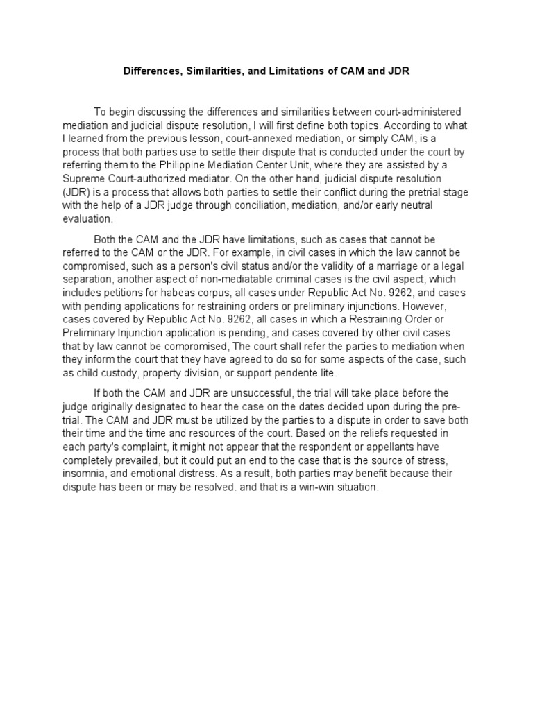 CAM and JDR | PDF | Mediation | Injunction