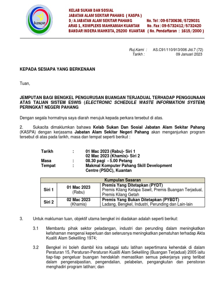 Surat Jemputan Peserta - Latest | PDF