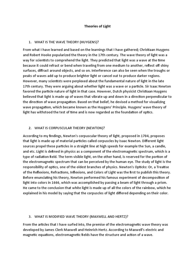 Theories of Light: Wave, Particle, Quantum | PDF | Light ... Theories of Light: Wave, Particle, Quantum | PDF | Light ...