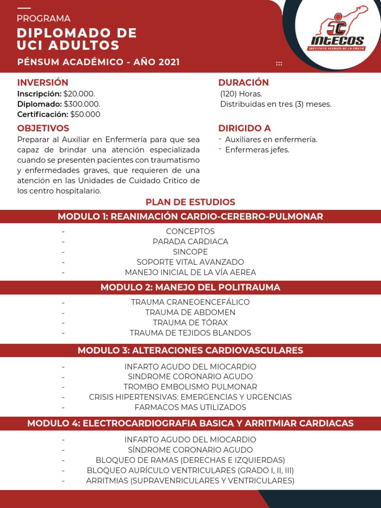 Diplomado Uci Adultos | PDF | Lesión | Infarto de miocardio