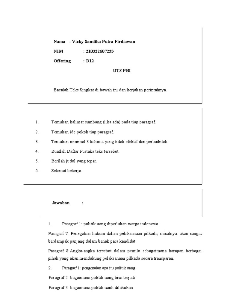 UTS PBI Vicky Sandika Putra Firdiawan D12 | PDF