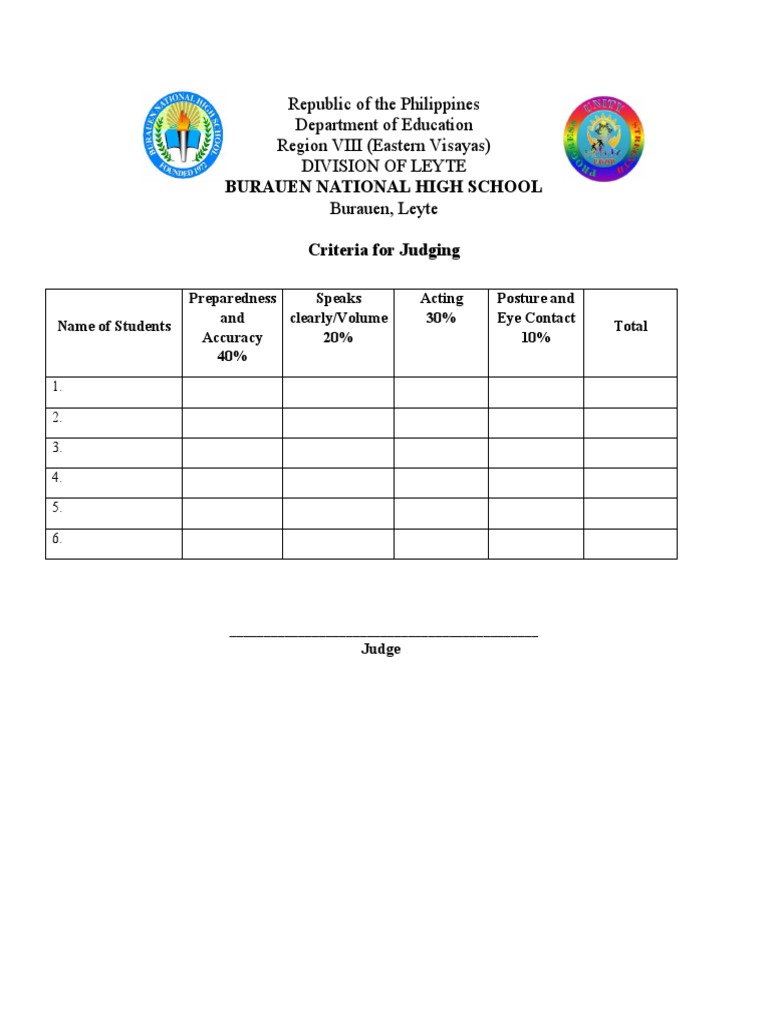 Criteria For Judging | PDF