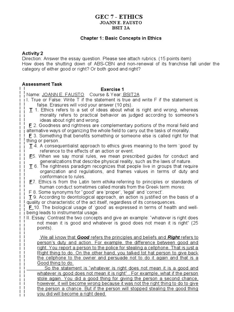 Gec 7 | PDF | Morality | Social Institutions