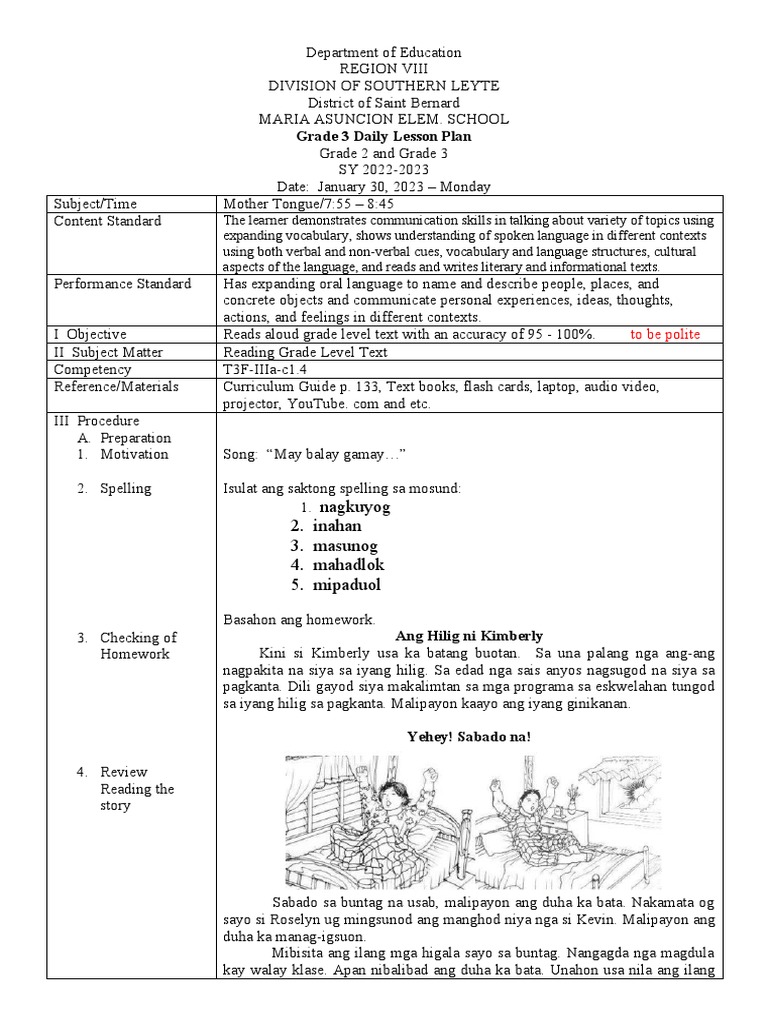 Week 1 Q3 Lessonplan Grade 3 | PDF