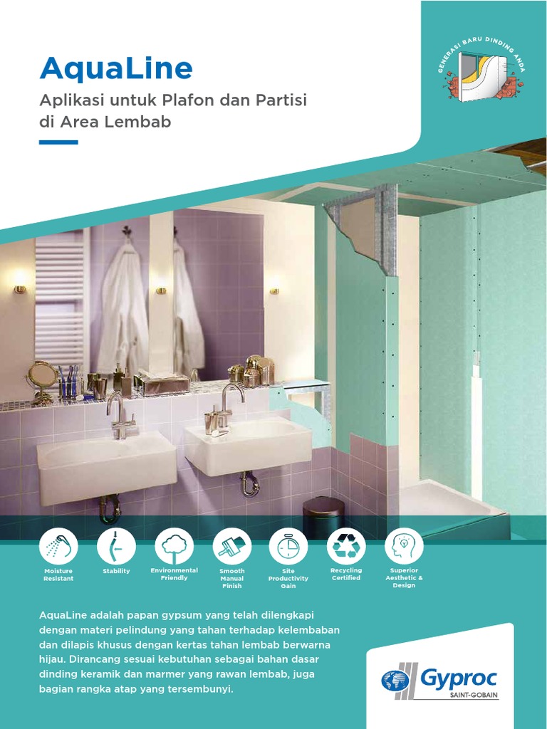 Papan Gypsum Tahan Kelembaban AquaLine | PDF
