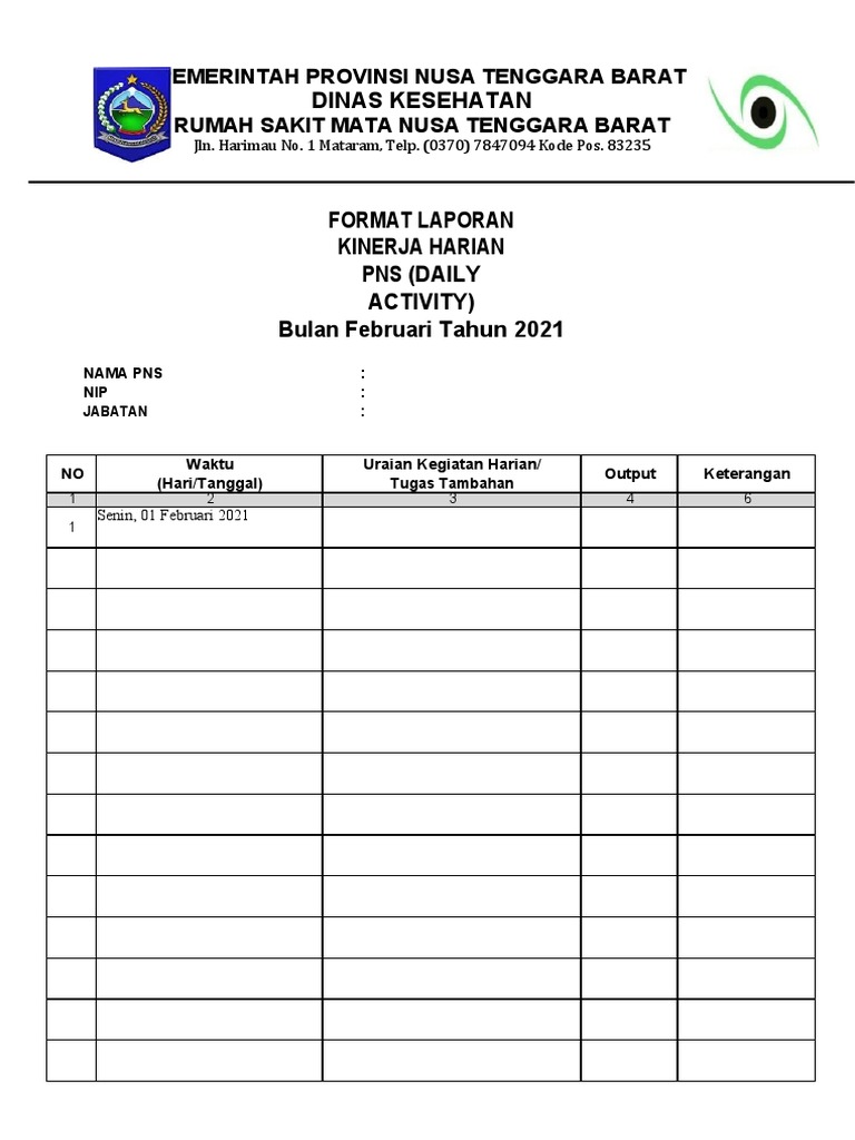 Form Laporan Harian | PDF