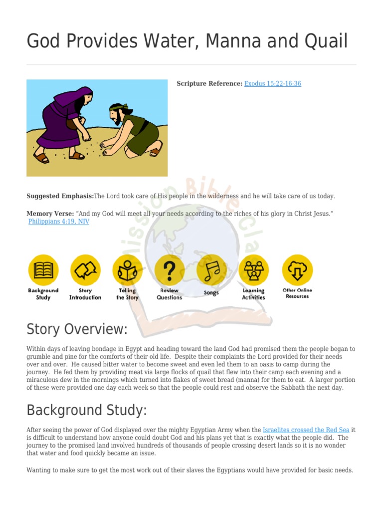 God Provides Manna and Quail STORY | PDF | The Exodus | Moses