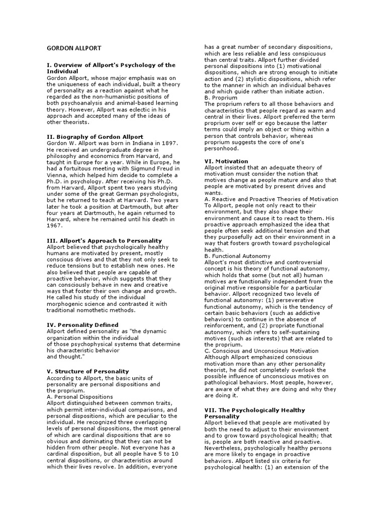 Gordon Allport | PDF | Motivation | Motivational