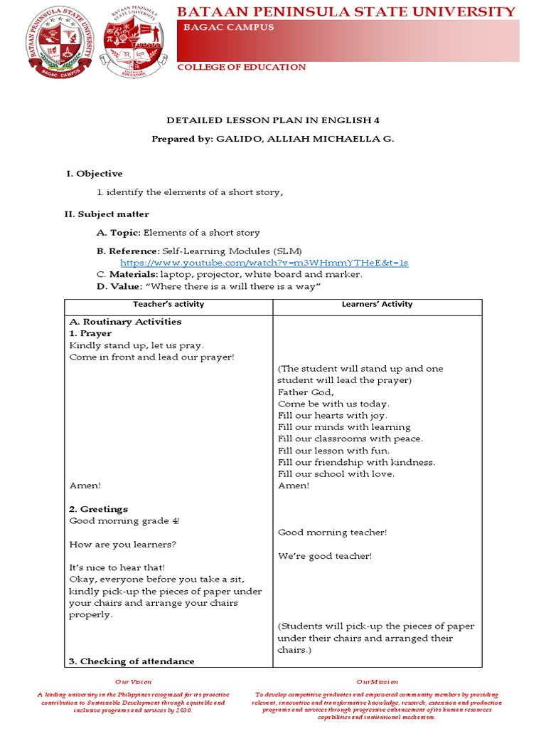 Detailed Lesson Plan in English 4 | PDF | Teachers | Learning