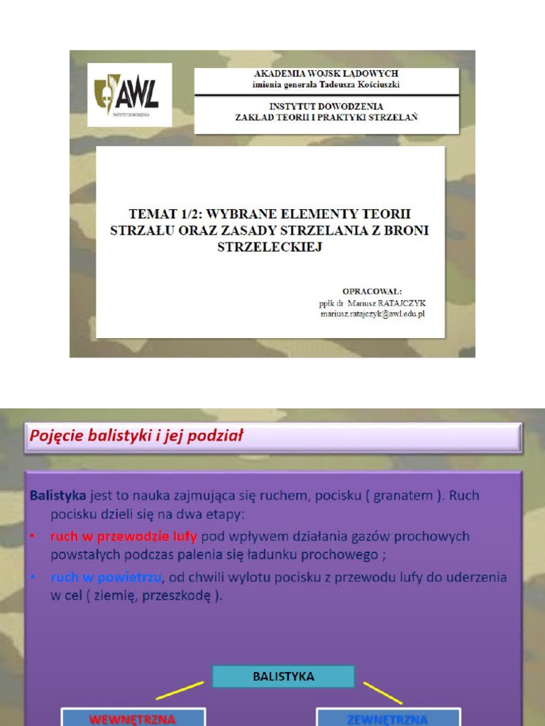 Wybrane Elementy Teorii Strzału Oraz Zasady Strzelania | PDF