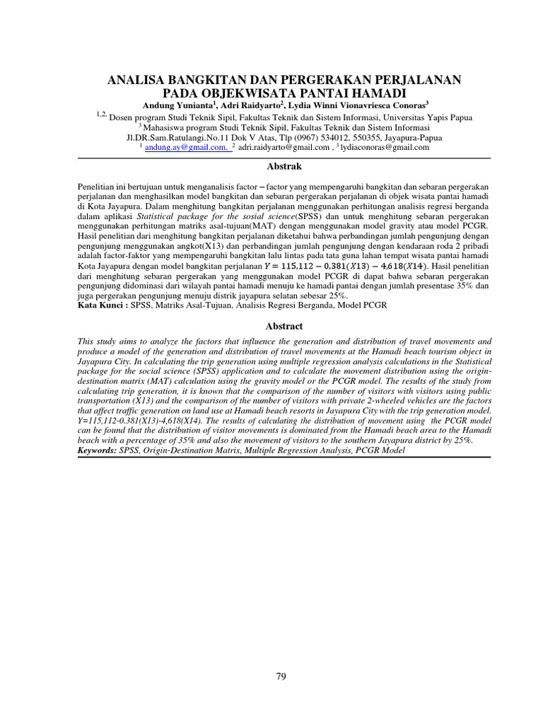 Analisa Bangkitan Dan Pergerakan Perjalanan Pantai Hamadi | PDF