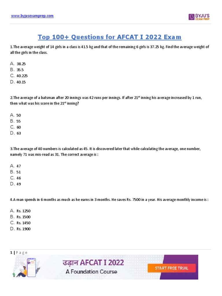 Afcat Maths 100 PDF 61 | Download Free PDF | Interest | Speed