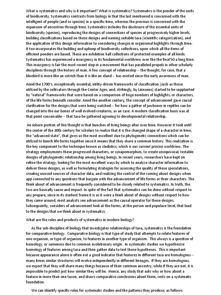 Importance of Systematics in Biology | PDF | Taxonomy (Biology) | Species