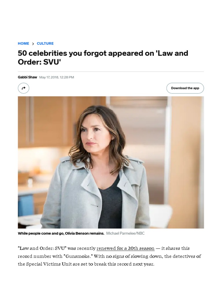 'Law and Order - SVU' Celebrity Cameos | PDF | Rape