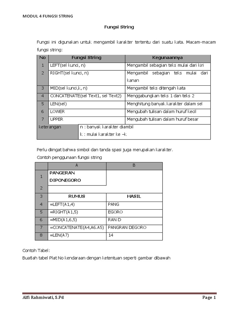 Mengaplikasikan Fungsi String dalam Tabel | PDF