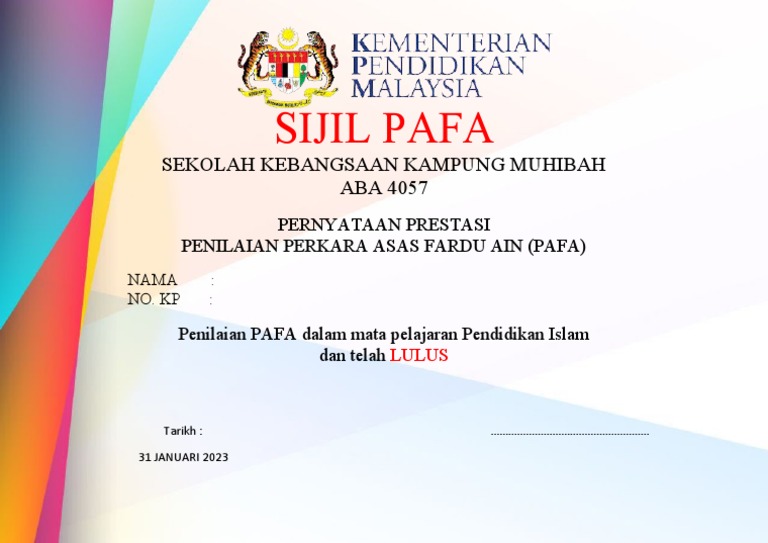 Sijil Pafa 2023 SKKM | PDF