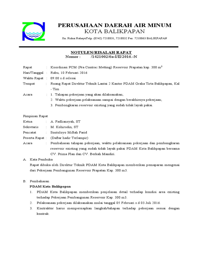 Notulen Rapat Format Baru | PDF