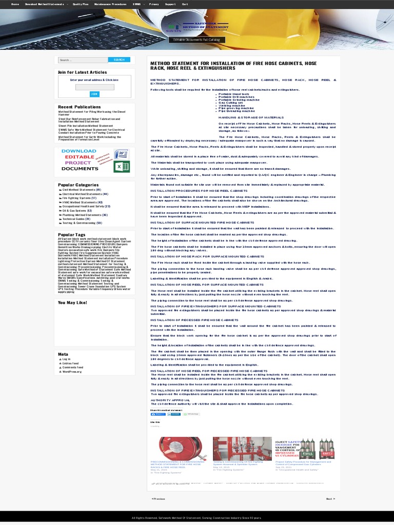 Safeworkmethodofstatement Com Method Statement Forre Hose Cabinets Hose ...