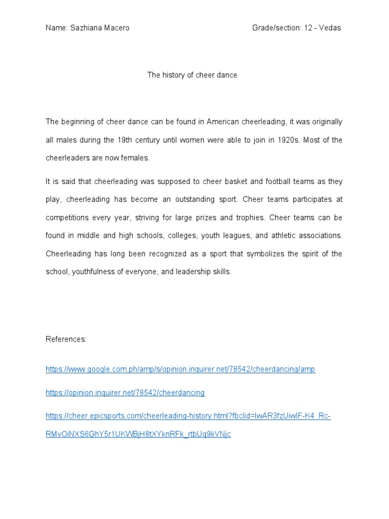 The History of Cheer Dance | PDF