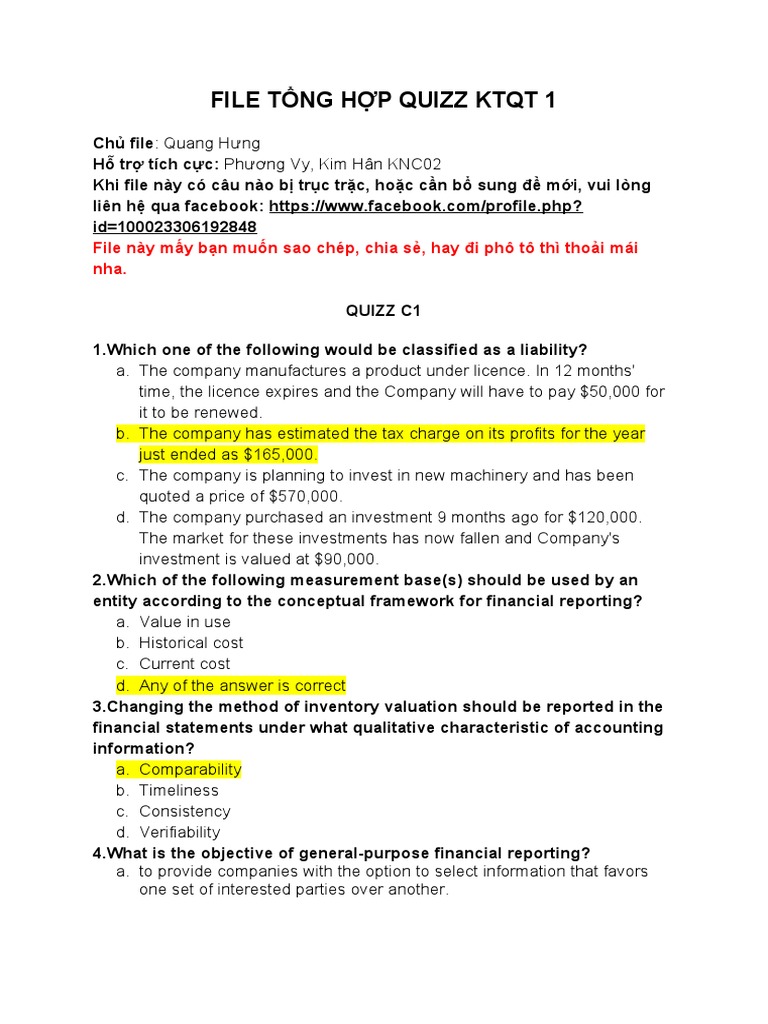 File Tổng Hợp Quizz Ktqt 1: File này mấy bạn muốn sao chép, chia sẻ, hay đi phô tô thì thoải mái ...