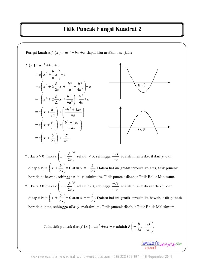 Fungsi Kuadrat - Titik Puncak FK 2 | PDF
