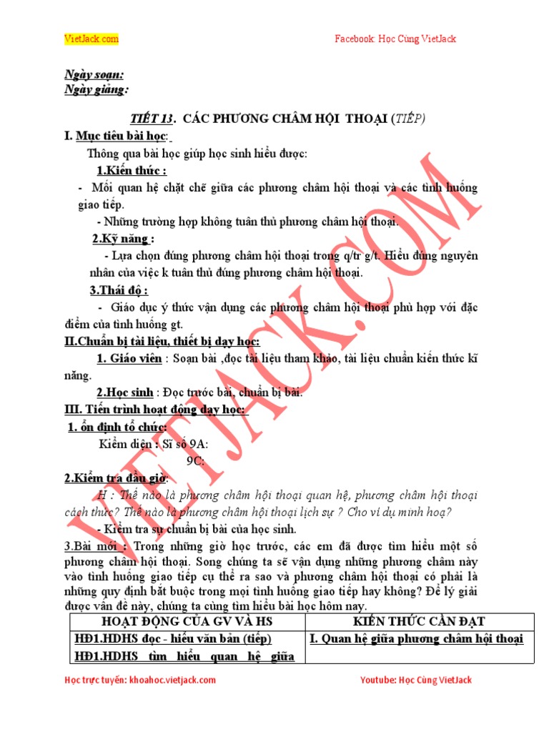 Cac Phuong Cham Hoi Thoai Tiep Theo Tiet 2 | PDF