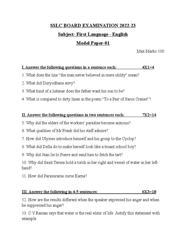 Decoding the Model Question Paper: Insights into the Content and Format ...