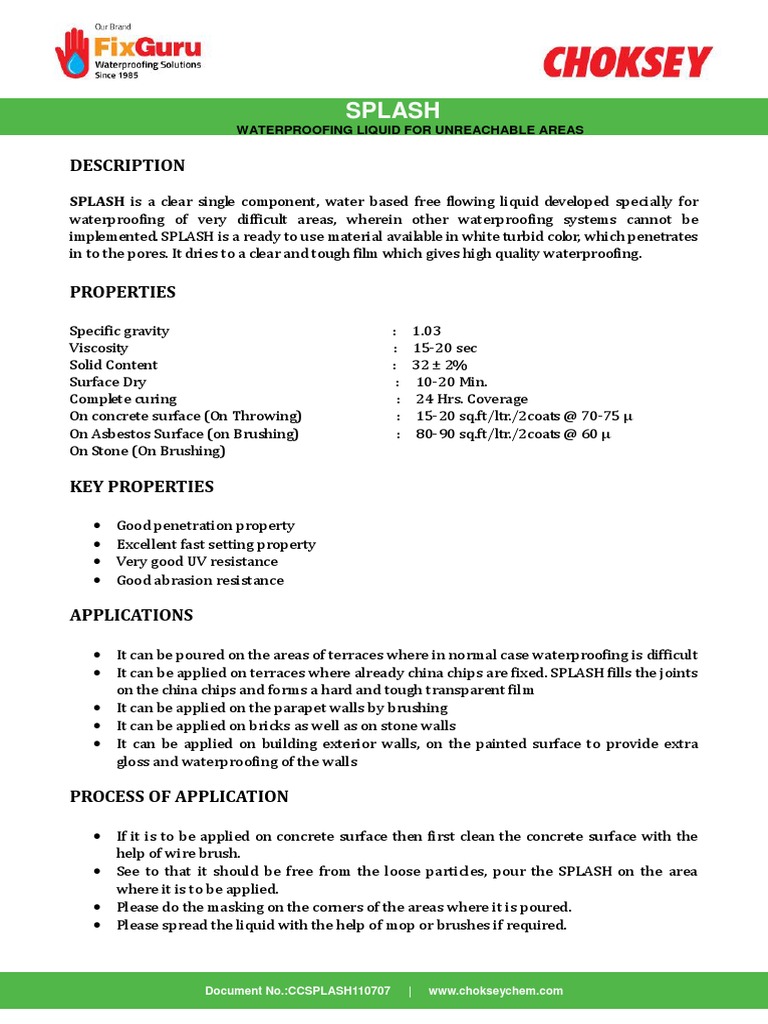 Choksey Splash | PDF | Concrete | Liquids