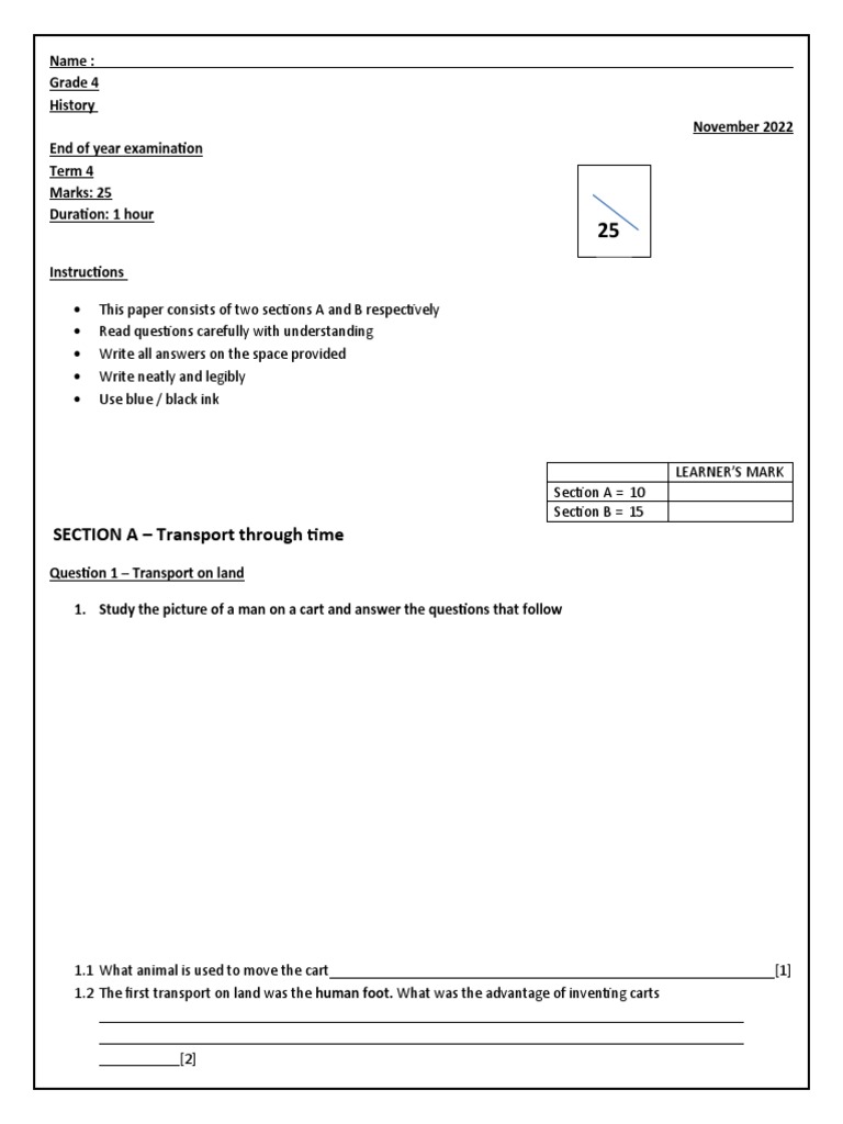 History Grade 4 Term 4 2022 | PDF