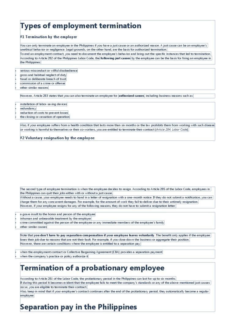 Types of Employment Termination in the Philippines | PDF | Employment ...