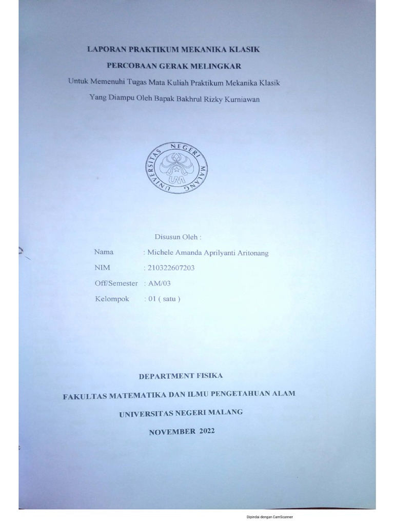 Laporan Praktikum Gerak Melingkar Kel.1 | PDF Laporan Praktikum Gerak Melingkar Kel.1 | PDF