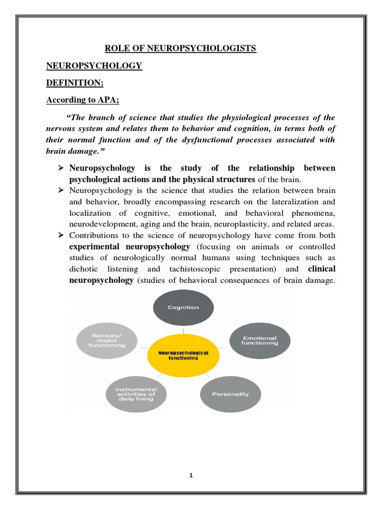 Role of Neuropsychologist | PDF | Neuropsychology | Neurology