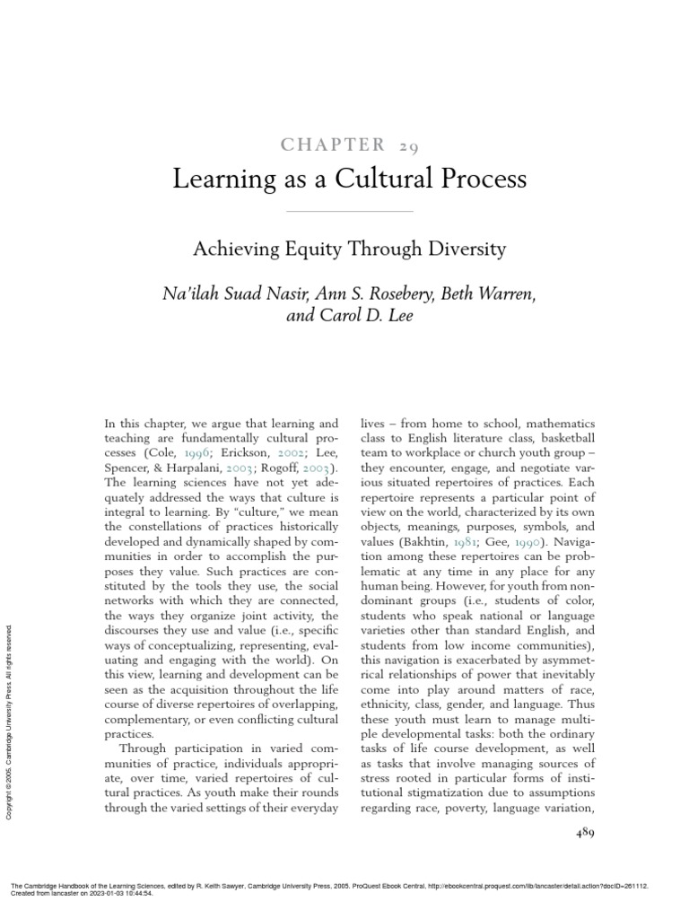 Learning As A Cultural Process Achieving Equity Through Diversity | PDF ...