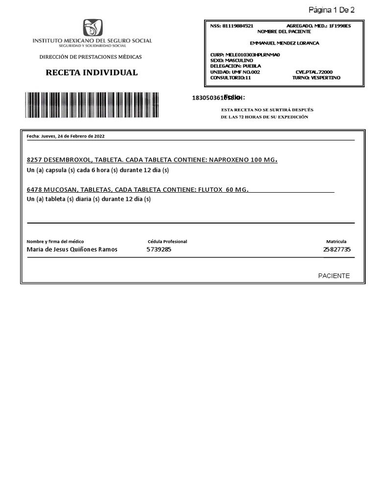 8257 Desembroxol, Tableta. Cada Tableta Contiene: Naproxeno 100 MG | PDF