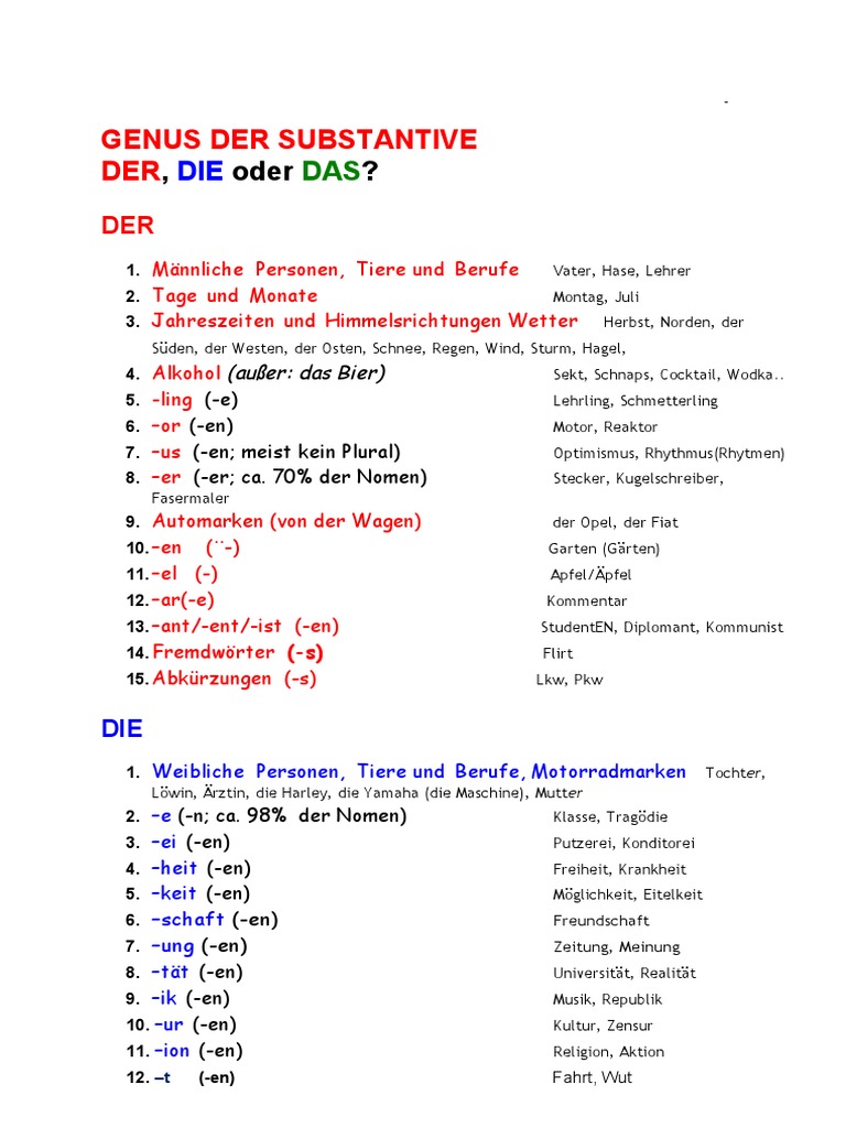 Genusregeln Prepis | PDF