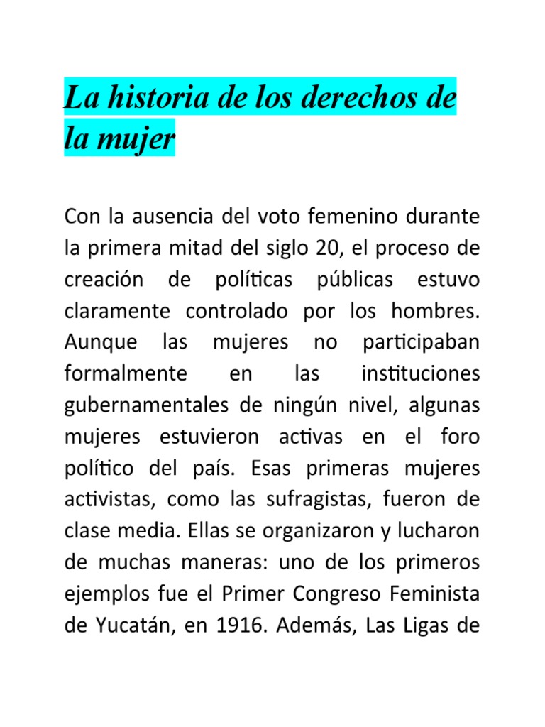 La Historia de Los Derechos de La Mujer | PDF | Mujer | Feminismo