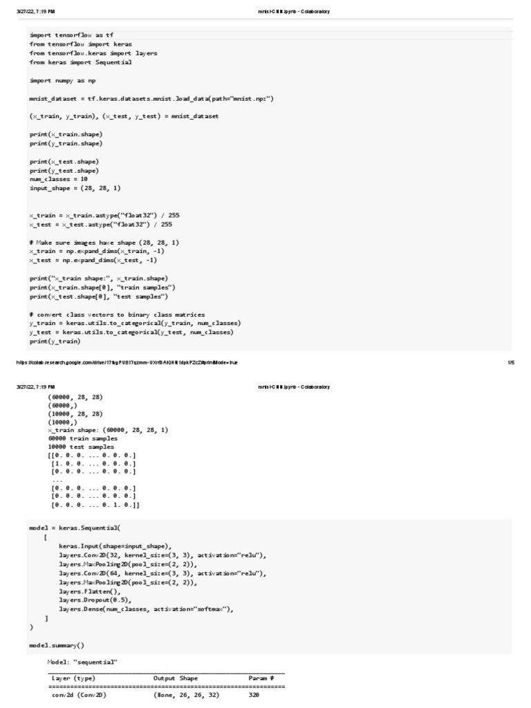 Mnist CNN - Ipynb Colaboratory | PDF | Algorithms | Cybernetics