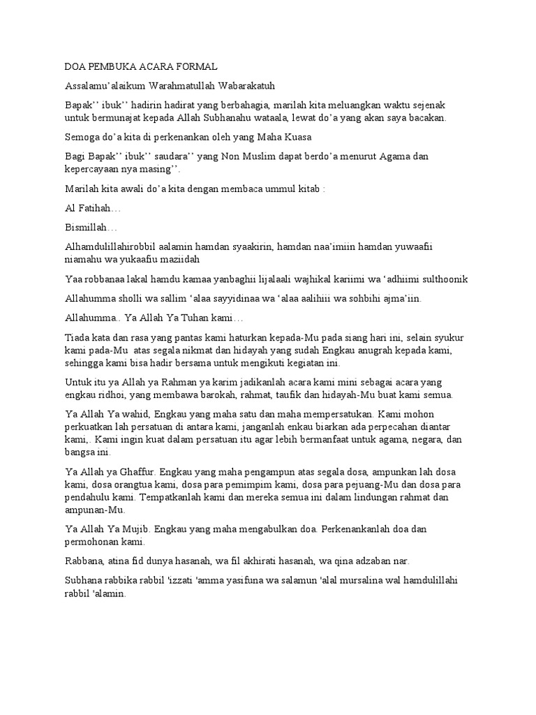 Doa Pembuka Acara Formal | PDF