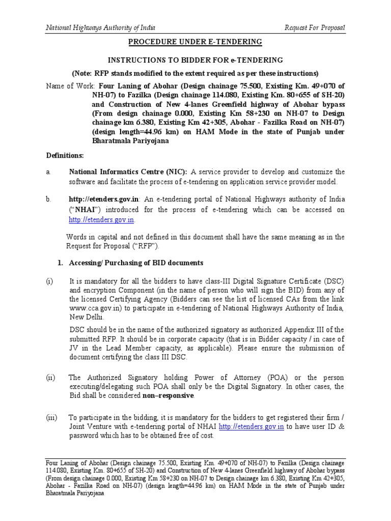 Procedure For E-Tendering | PDF | Request For Proposal | Cheque