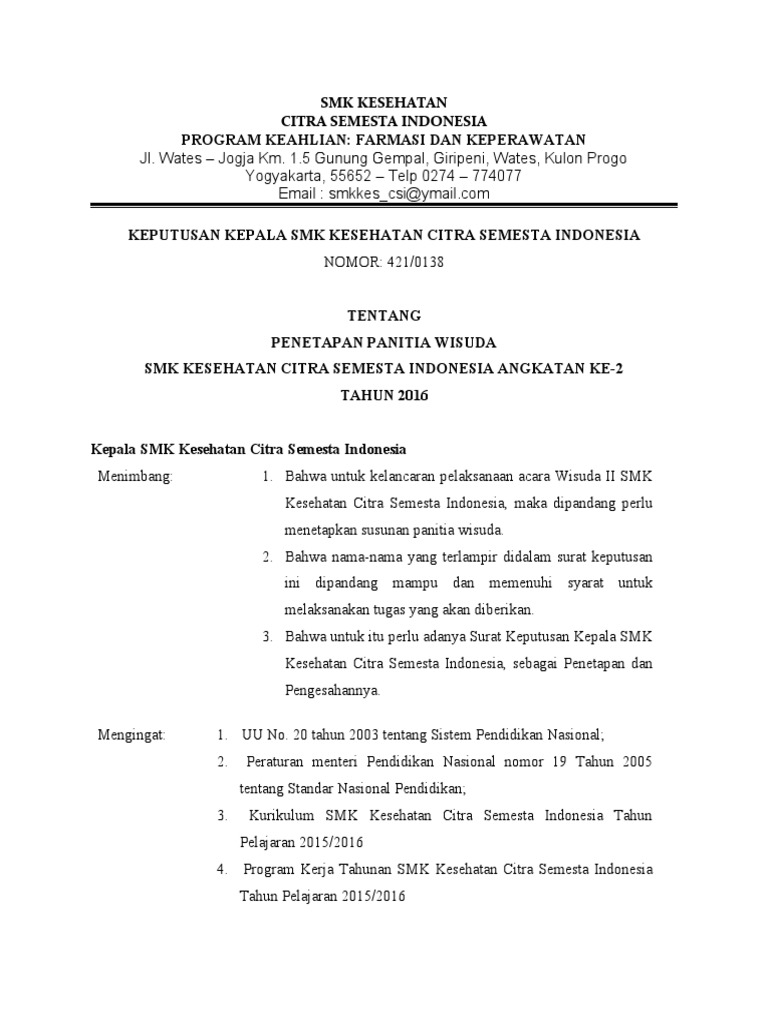 Contoh SK PJB Wisuda | PDF