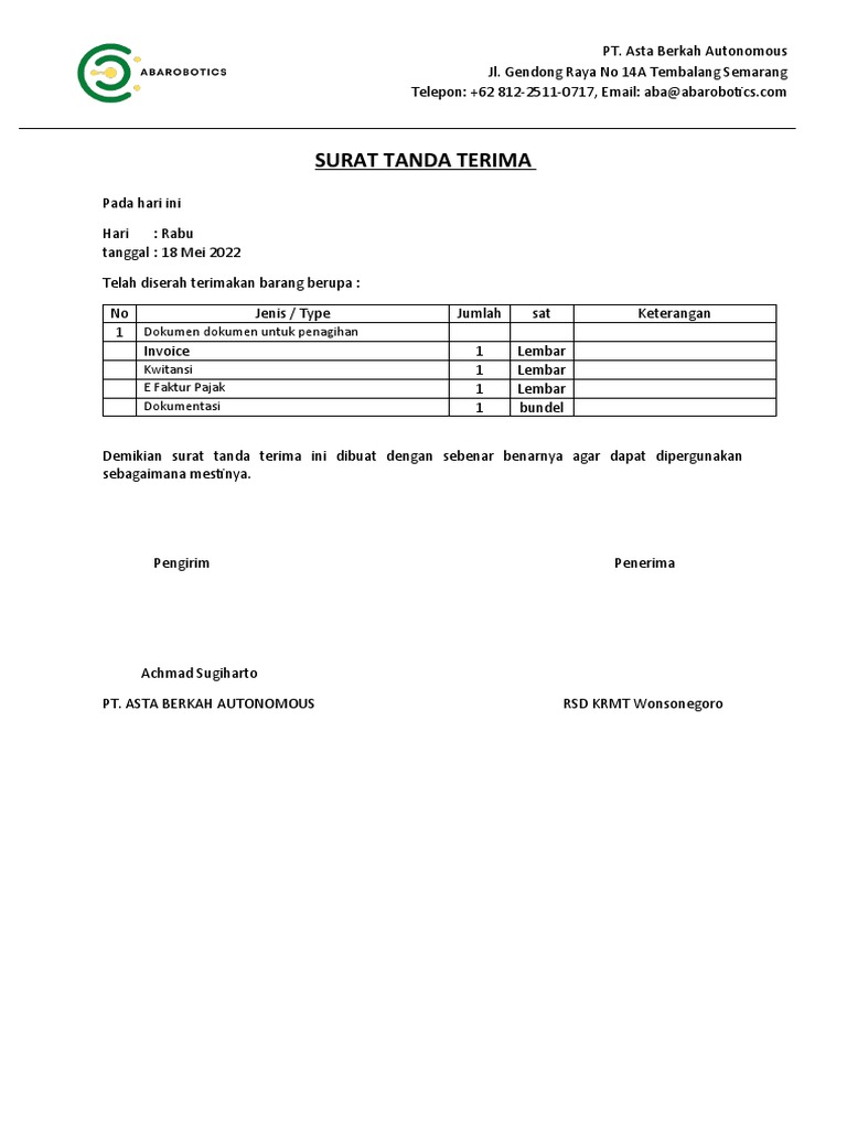 Surat Tanda Terima - 2 | PDF