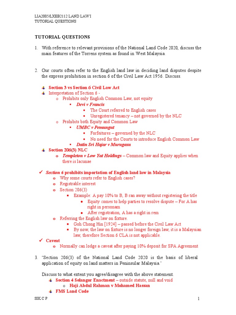 Tutorial Questions | PDF | Eminent Domain | Common Law