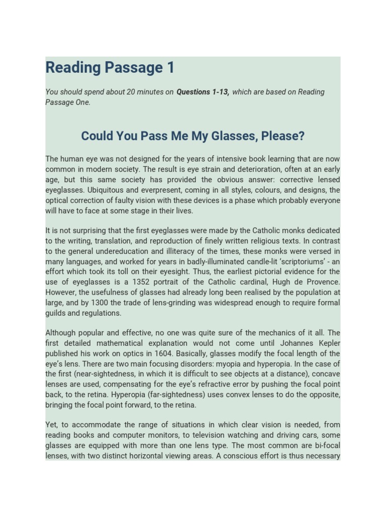 Reading Passage 1 3.3.2022 | PDF | Plate Tectonics | Glasses